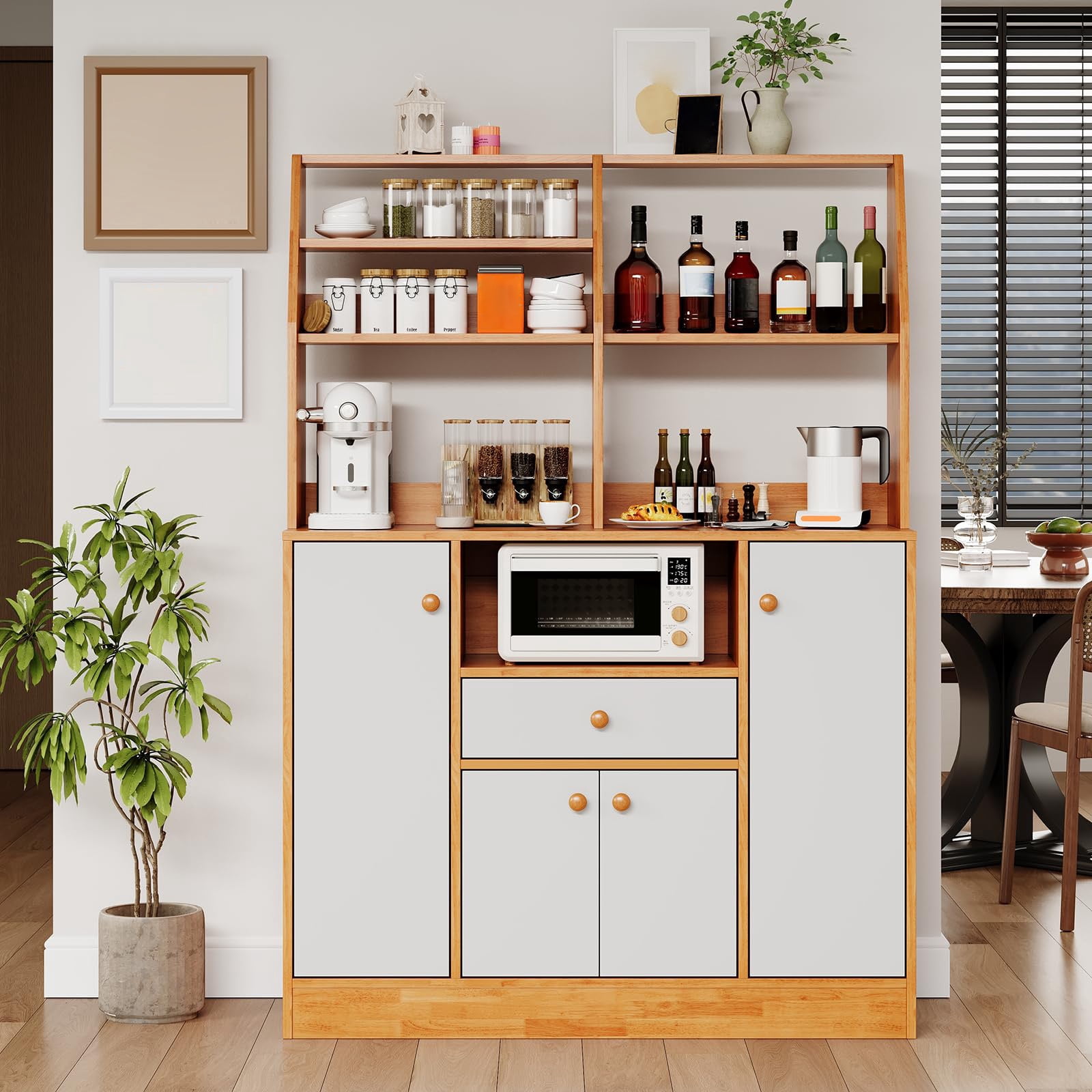 39" Sideboard Buffet Cabinet, Freestanding Kitchen Pantry Cabinet with ...