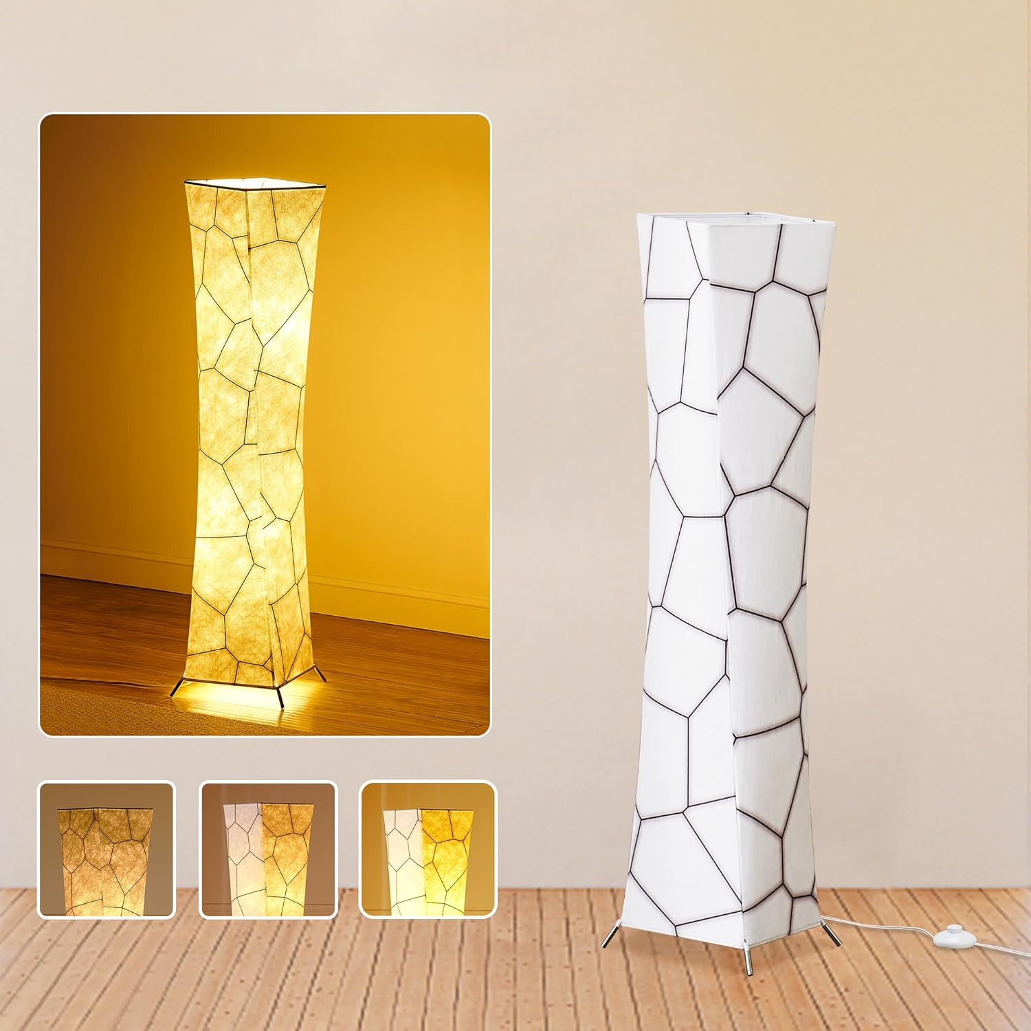 39" Tall Floor Lamp with Adjustable Brightness LED Bulbs, Column Design ...
