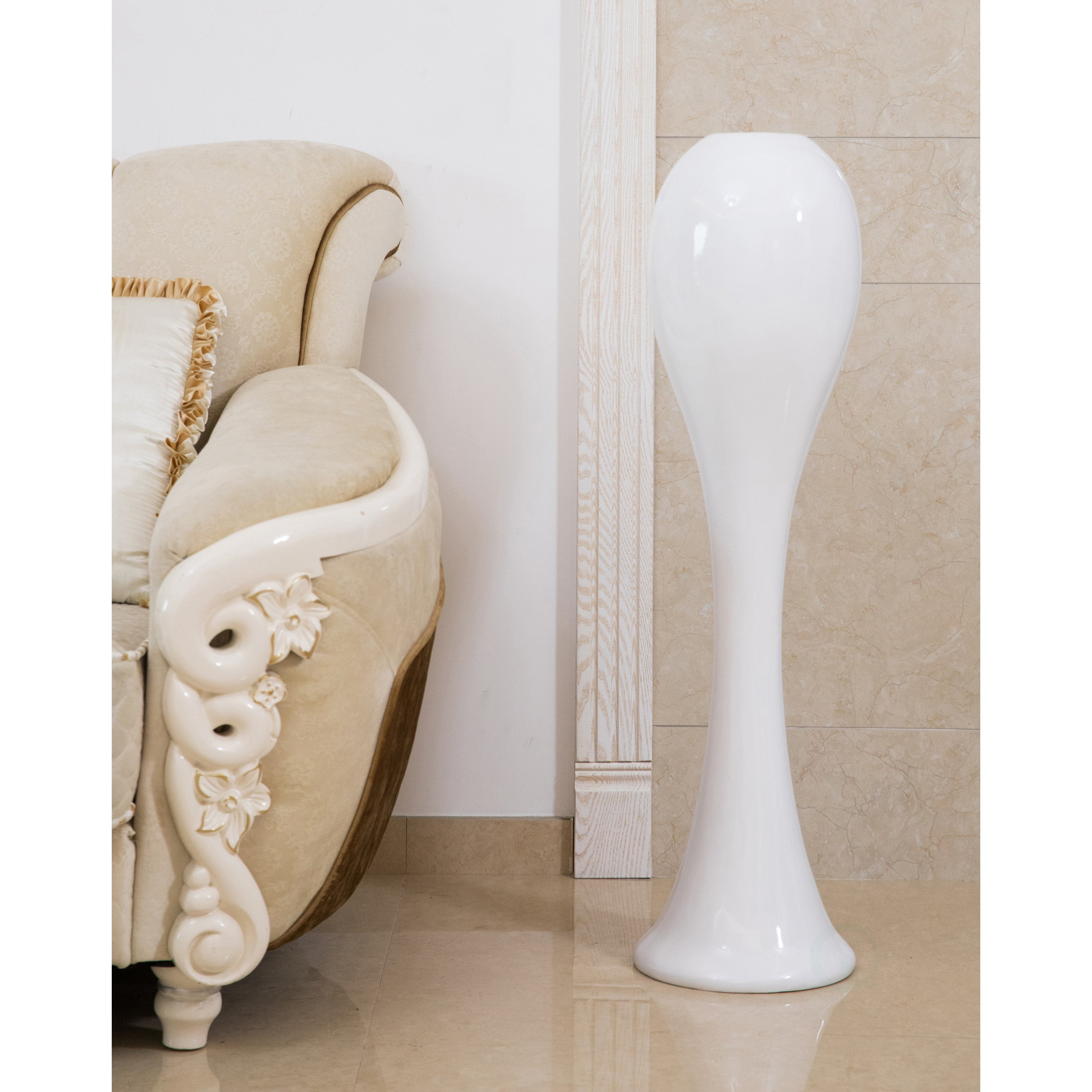 39" Tall White Narrow Unique Fiberglass Modern Floor Vase - Walmart.com