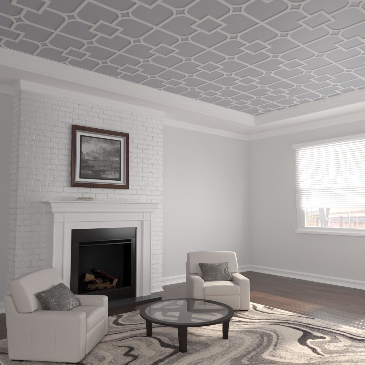 39"W x 39"H x 3/8"T Extra Large Olivia Decorative Fretwork Ceiling ...