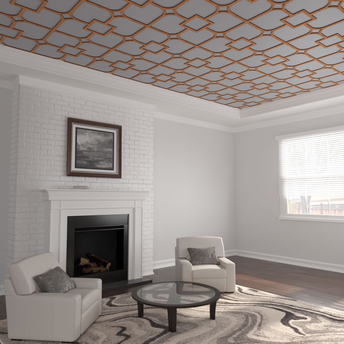 39"W x 39"H x 3/8"T Extra Large Olivia Decorative Fretwork Wood Ceiling ...