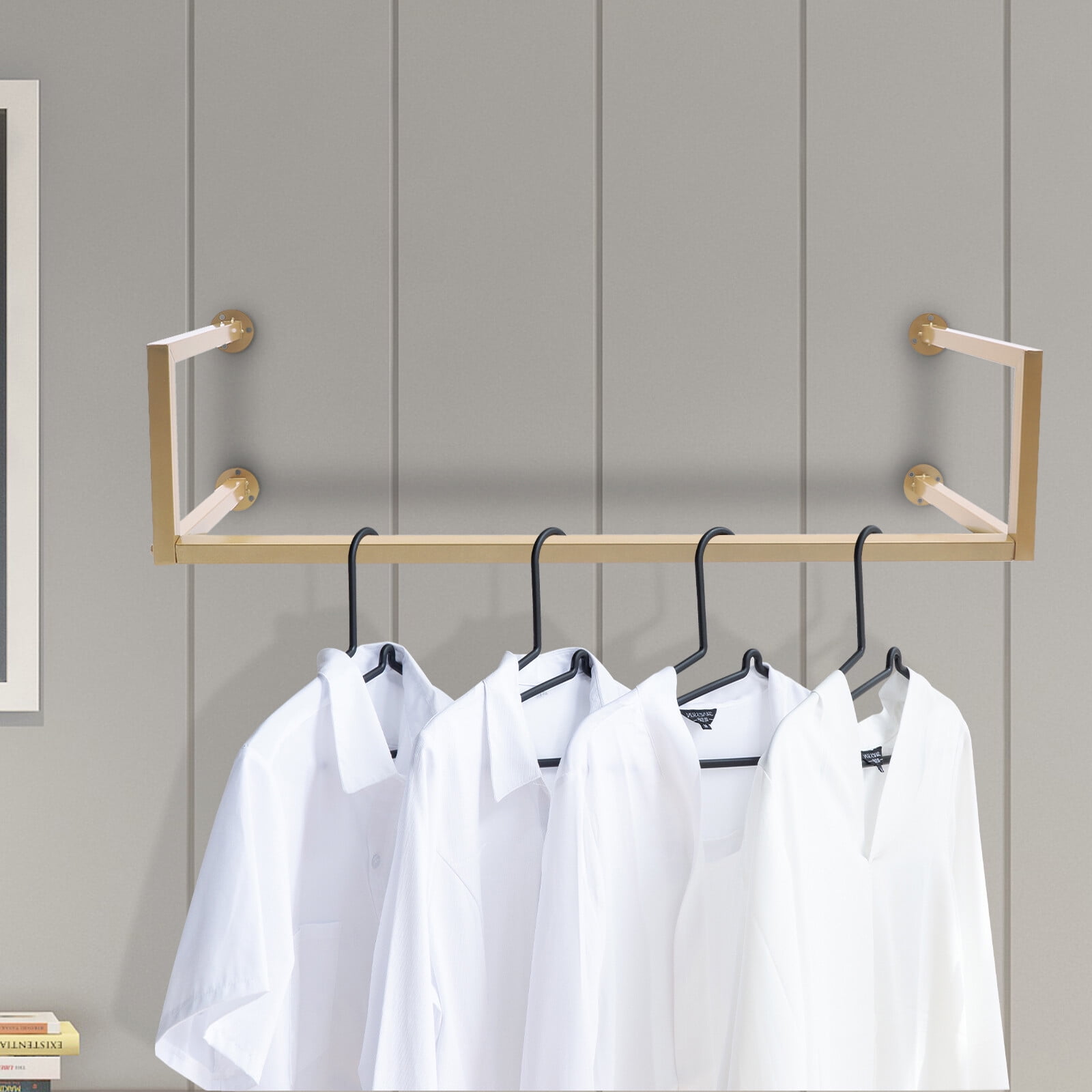 39" Wall-mounted Metal Clothing Display Rack Clothes Hanging Rack ...