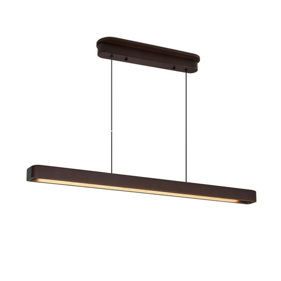 39" Walnut Wood Modern LED Pendant Light - Adjustable Hanging Fixture ...