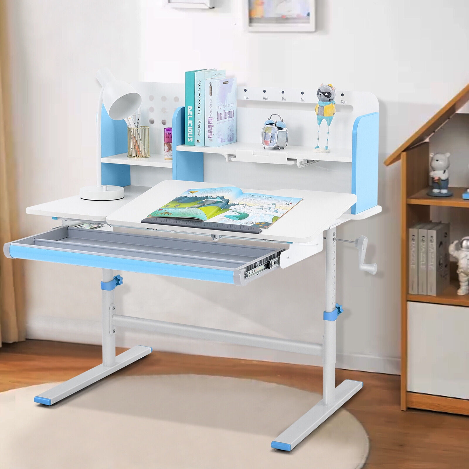 39" Wide Adjustable Height Kids Desk Study Child Table with Tilting ...