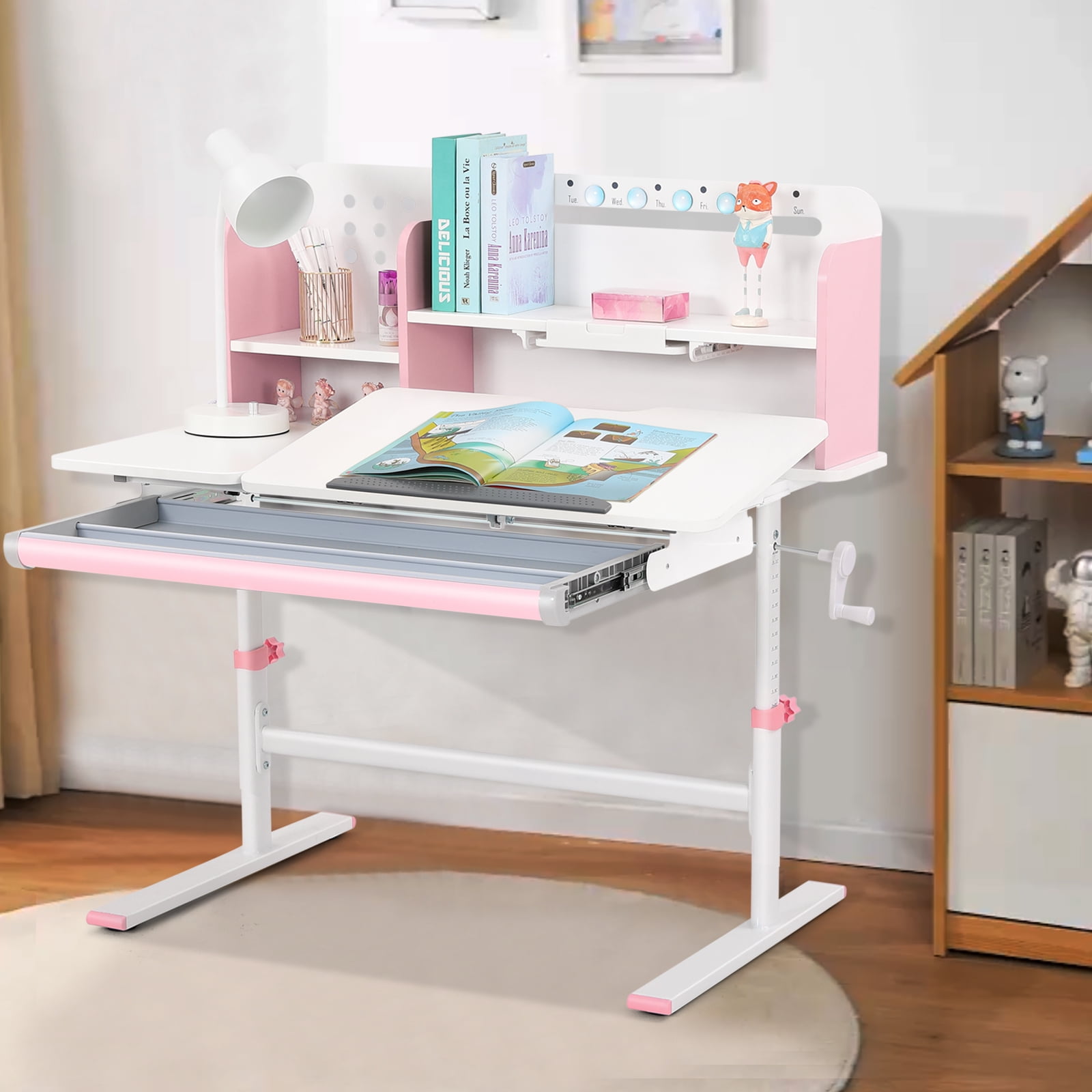 39" Wide Adjustable Height Kids Desk Study Child Table with Tilting ...