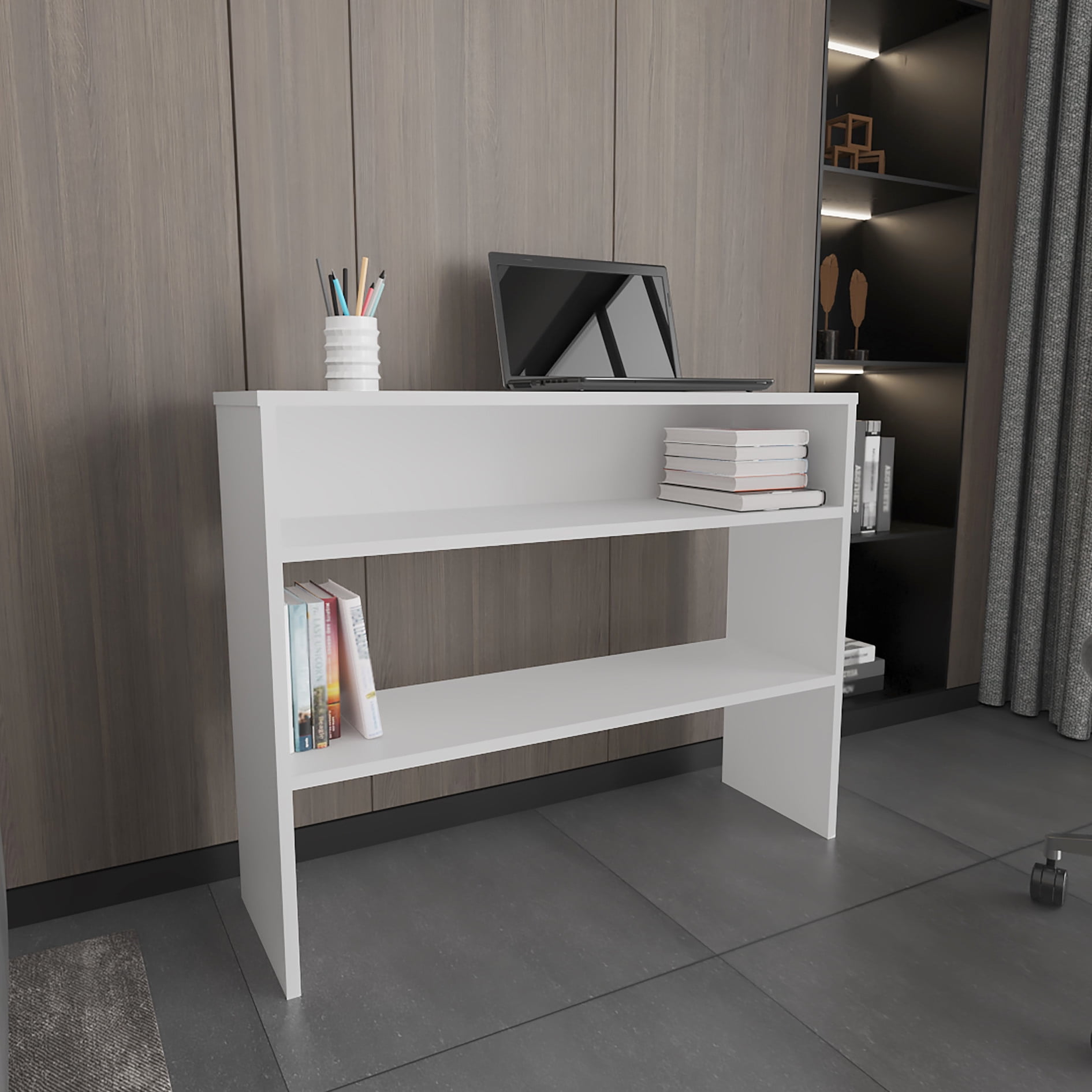 39" Wide Console Table, 2 Narrow, White Modern Entryway Table With ...