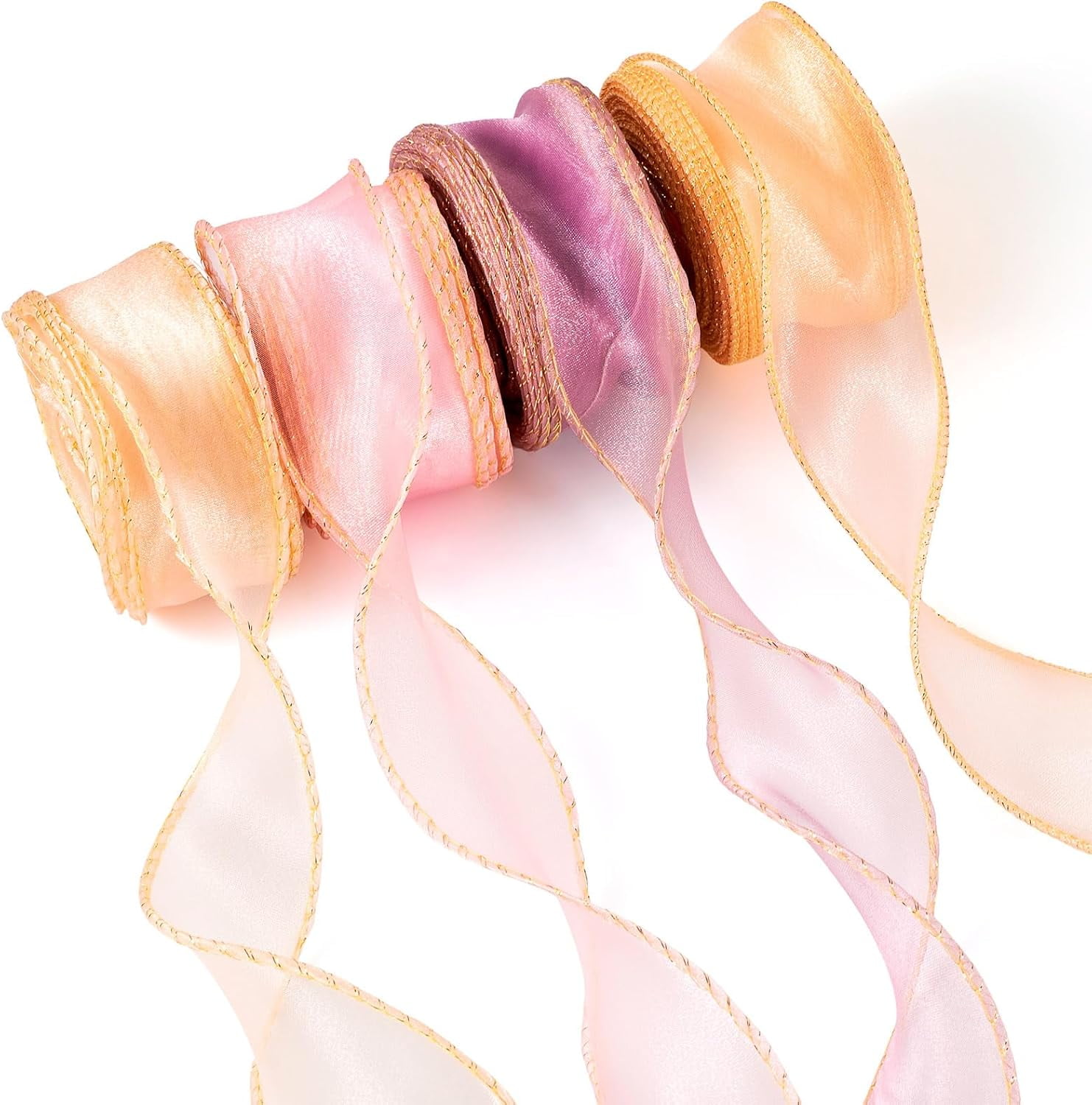 39 Yards Iridescent Organza Ribbon Sheer 1.7 Inch Wide Craft Decorative ...