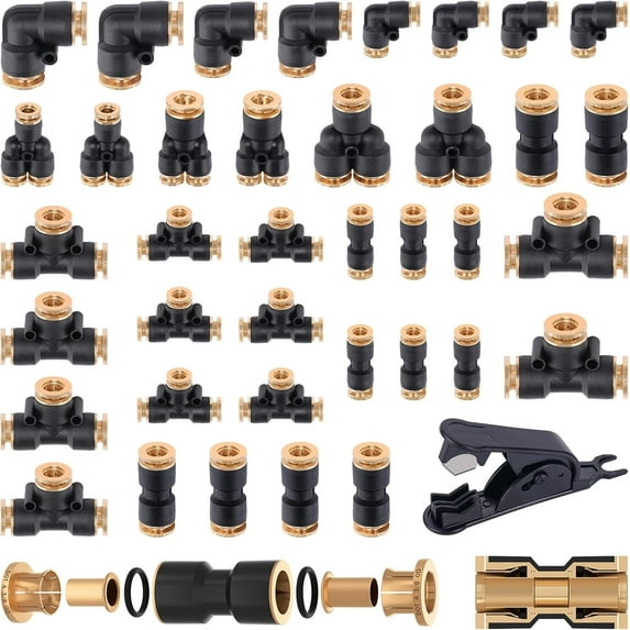 39 count DOT Air Line Quick Connect Fittings 1/4" 3/8" 1/2" Push to ...