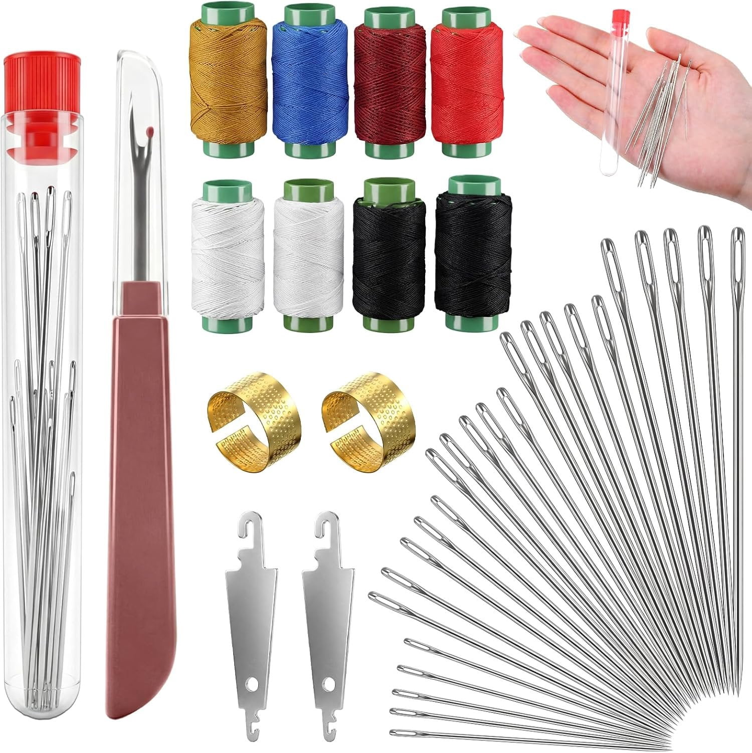 39 count Steel for Hand Sewing Kit Big Eye Steel Sewing 2 Threaders 8 ...