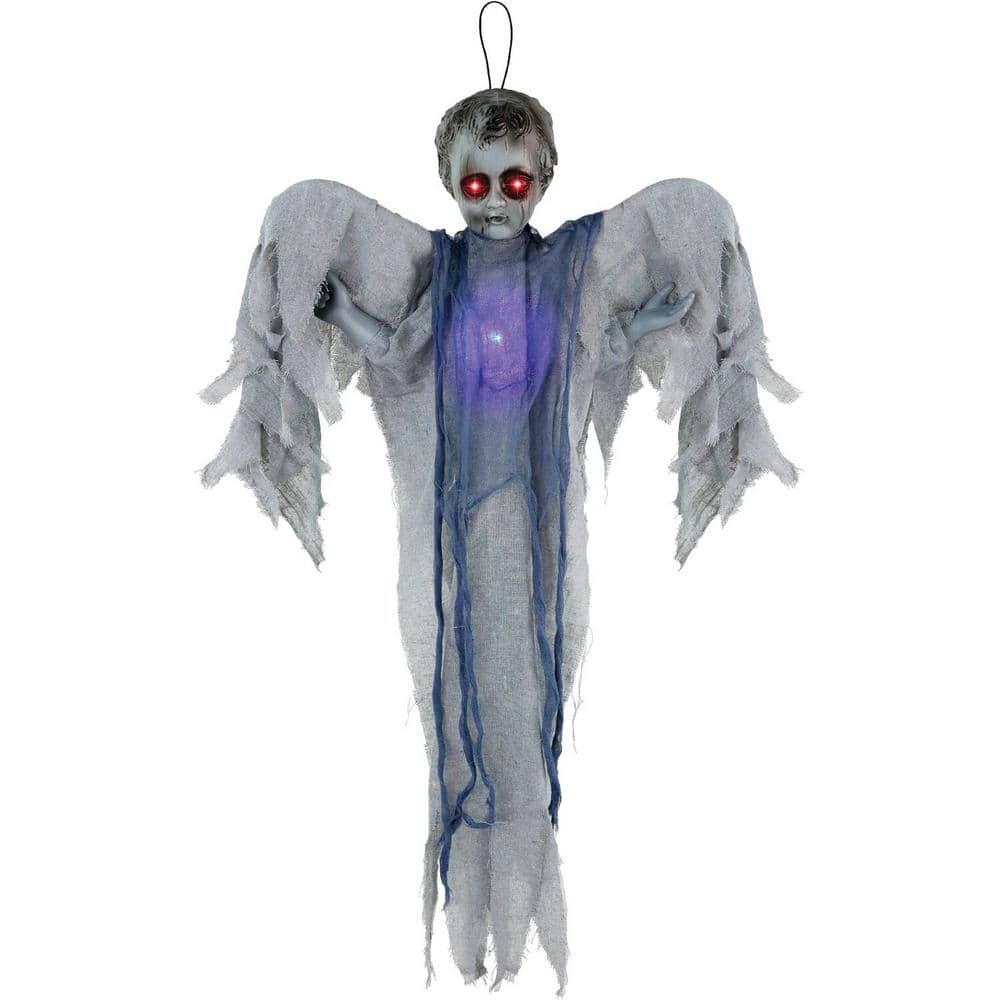 39 in. Animatronic Haunted Angel with Lights and Sound, Indoor/Covered ...