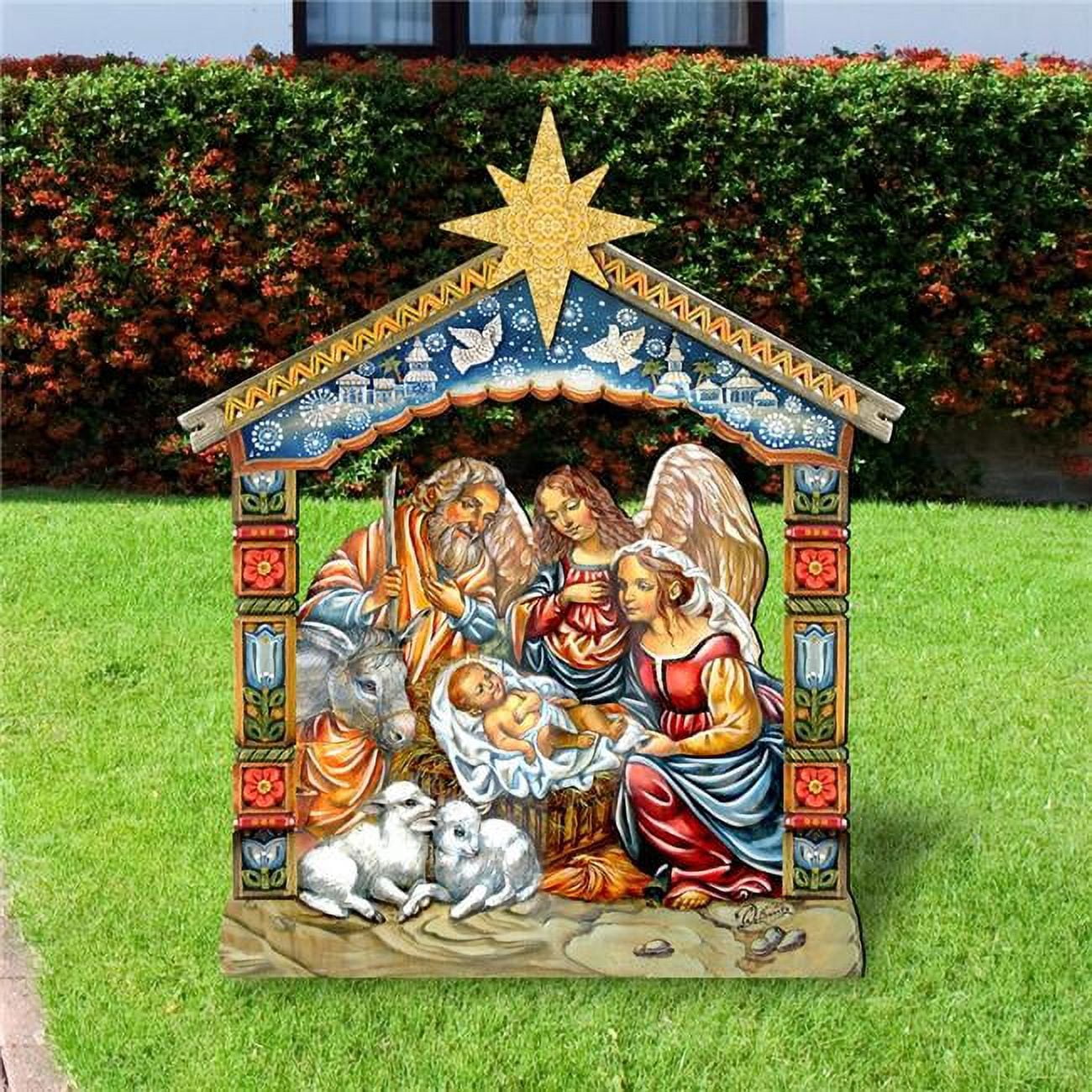39 in. Outdoor Nativity Free-Standing Wooden Garden Decor - Walmart.com