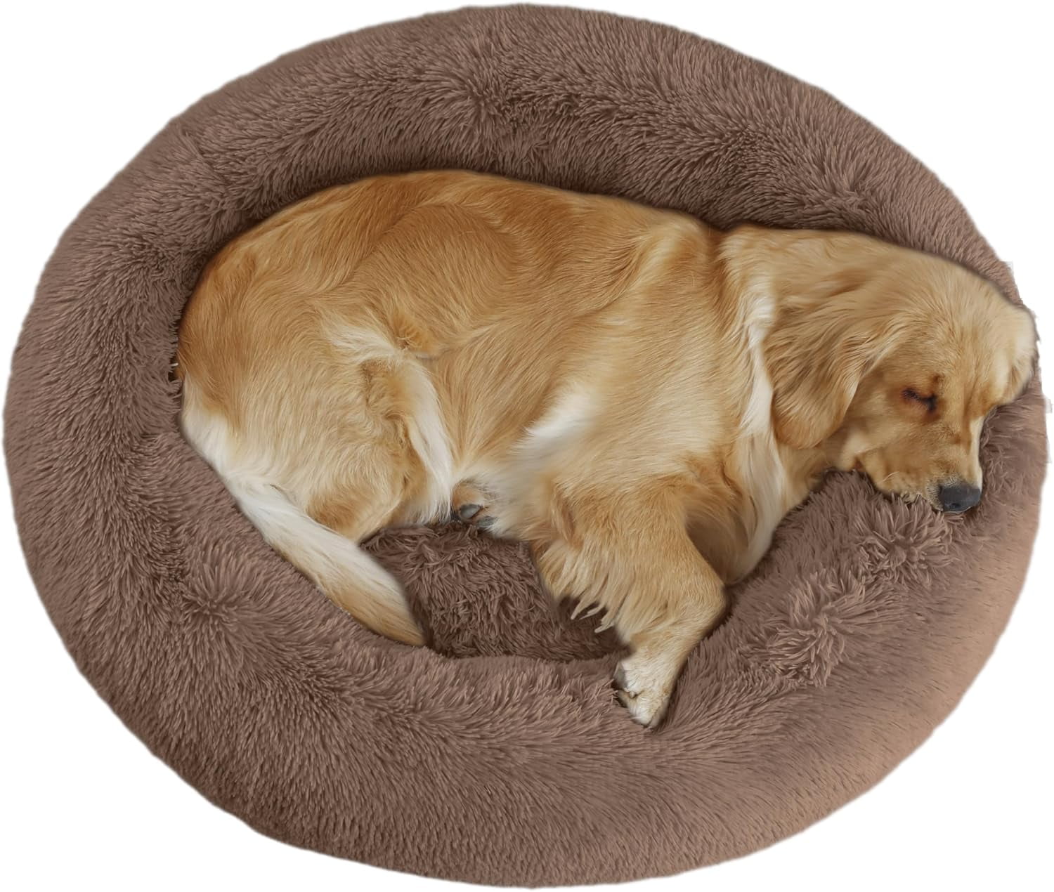 39'' inch Calming Dog Bed, Plush Anti-Anxiety Donut Dog Bed for Medium ...