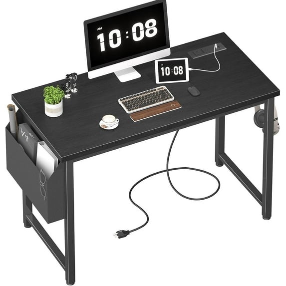 39 inch Computer Desk with Power Outlet 40 inch Teen Study Table Home ...
