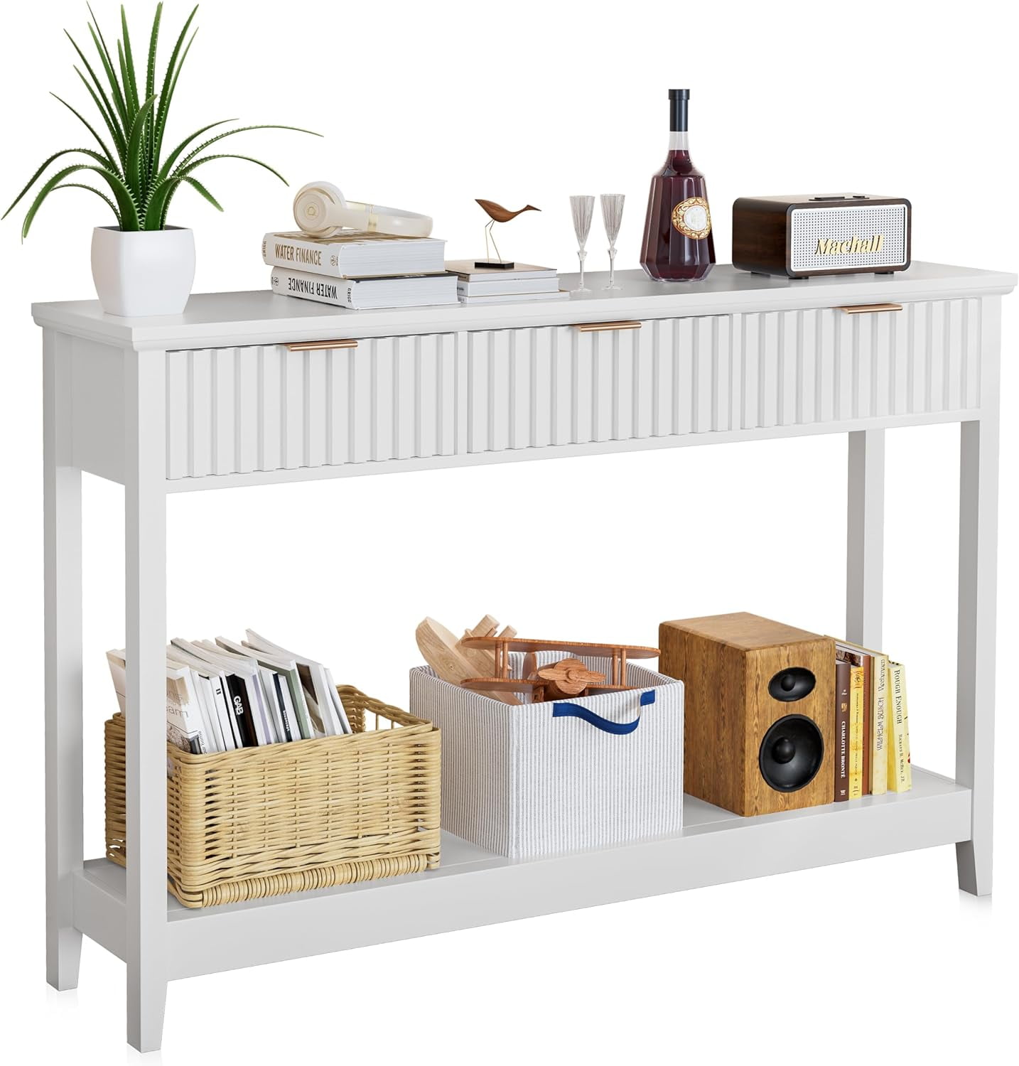 39 inch Entryway Table with Storage, Narrow Console Table with 2 ...