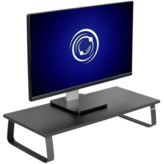 39 inch Extra Long Monitor Stand, Wood & Steel Desktop Riser, Dual ...