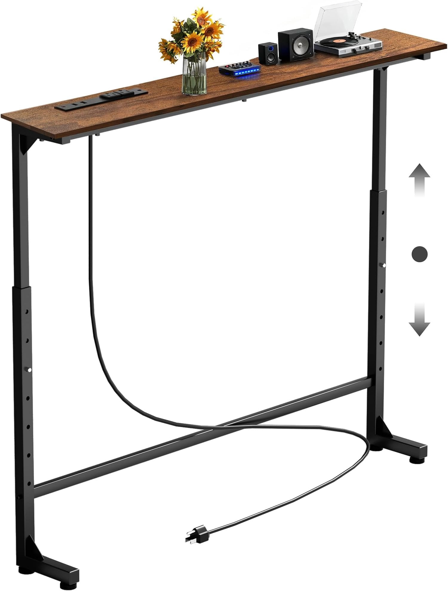 39 inch Narrow Console Table with Outlet,Adjustable Height(25"-37 ...