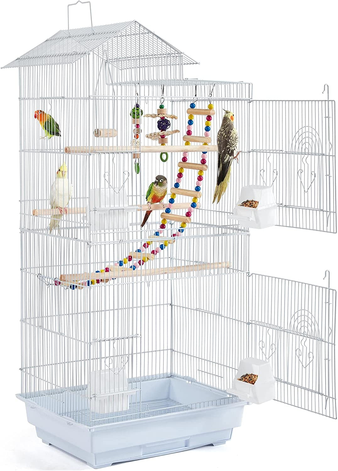 39-inch Roof Top Large Flight Parrot Bird Cage for Small Quaker Parrot ...