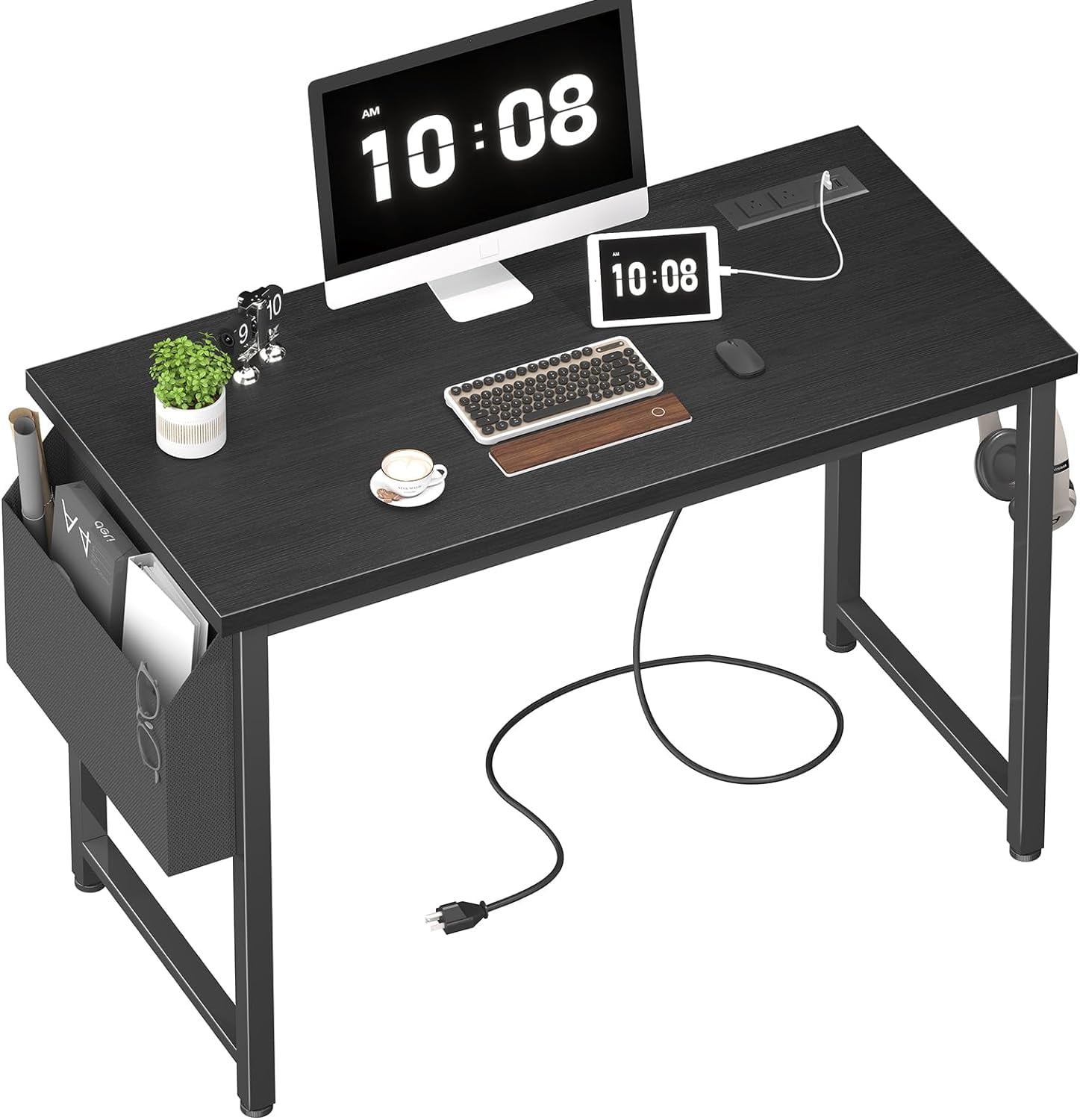 39 inch Computer Desk with Power Outlet, 40 inch Teen Study Table Home ...