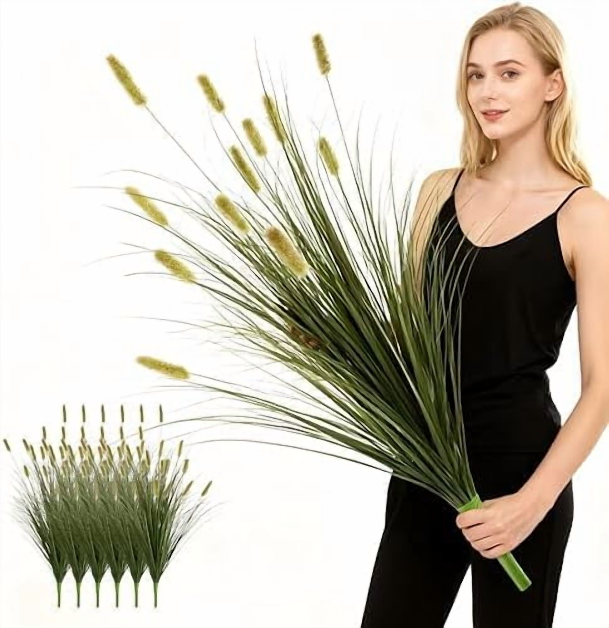 39 inches Extra Lush Artificial Reed Grass (6pcs), Luxury Fake Tall ...