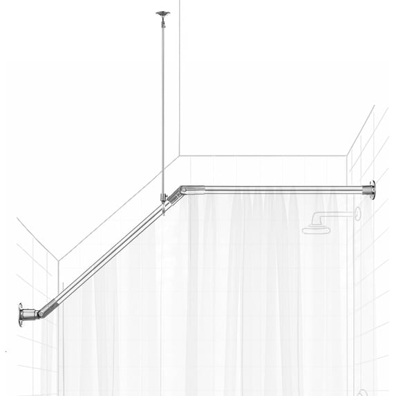 39" x 39" Sloped Ceiling Shower Rod, Corner Shower Curtain Rod for Angled Slanted Sloped ...
