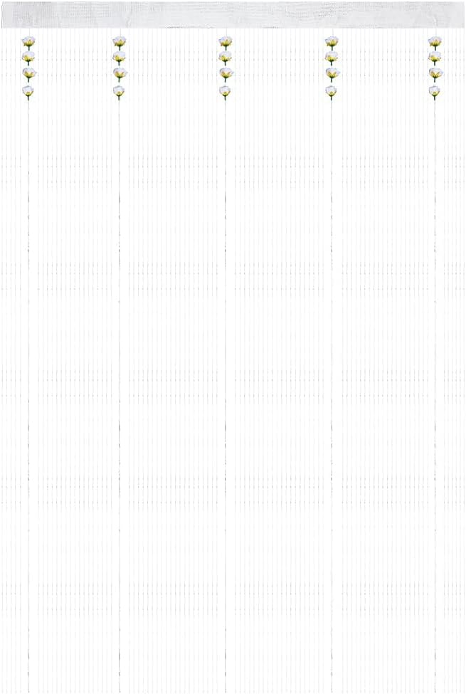 39 x 79 Inch White Beaded Curtain String Door Curtains Polyester Rose ...