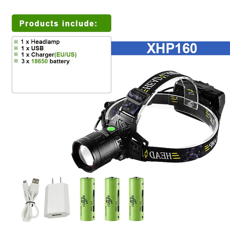 3900000Lm 800W Led Headlamp Powerful Headlamp Usb Recharge Head Lantern ...