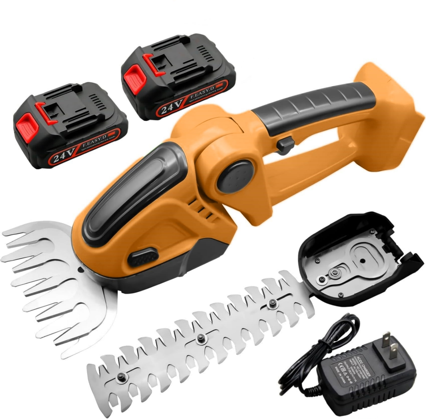 390W Handheld 2-in-1 Hedge Trimmer, 15,000 RPM, 24V Battery-Powered ...