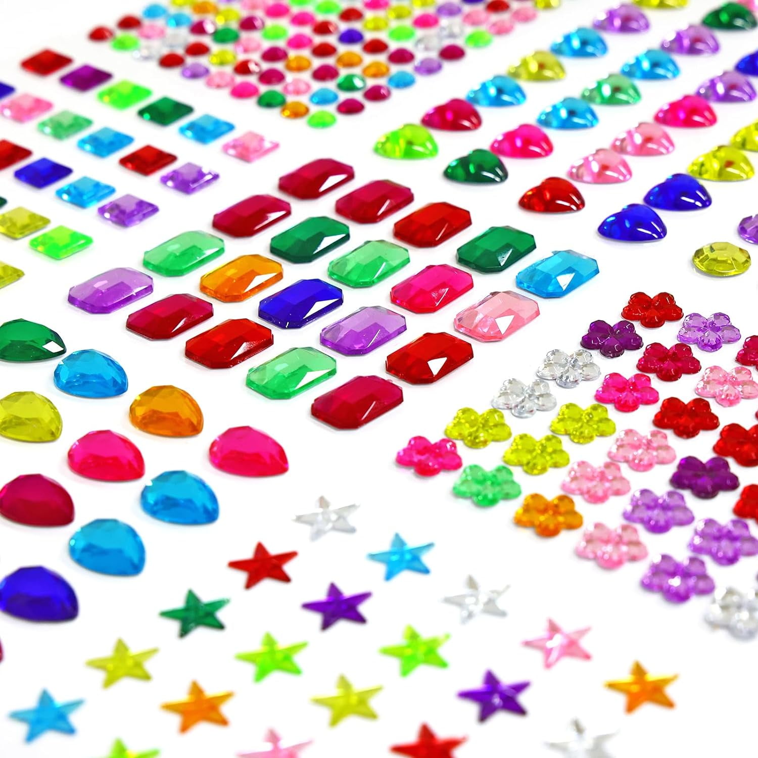 390pcs Gemstone Stickers Rhinestones Jewels Stickers Foam Gem Crystal ...
