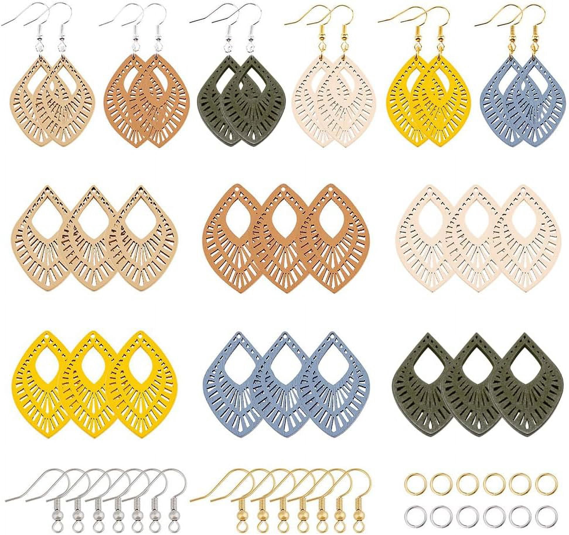 392 Pcs Earring Making Kits Wooden Earring Dangle Water Drop Pendants ...