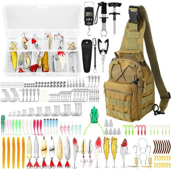 393 Pcs Christmas Fishing Gifts for Men Fishing Tool Kit Tackle Box ...