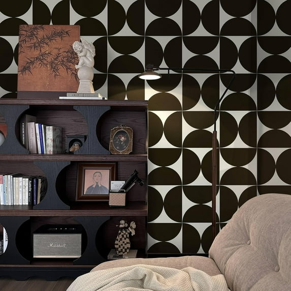 393"x17.3"Geometric Peel and Stick Wallpaper Brown and Beige Wallpaper ...