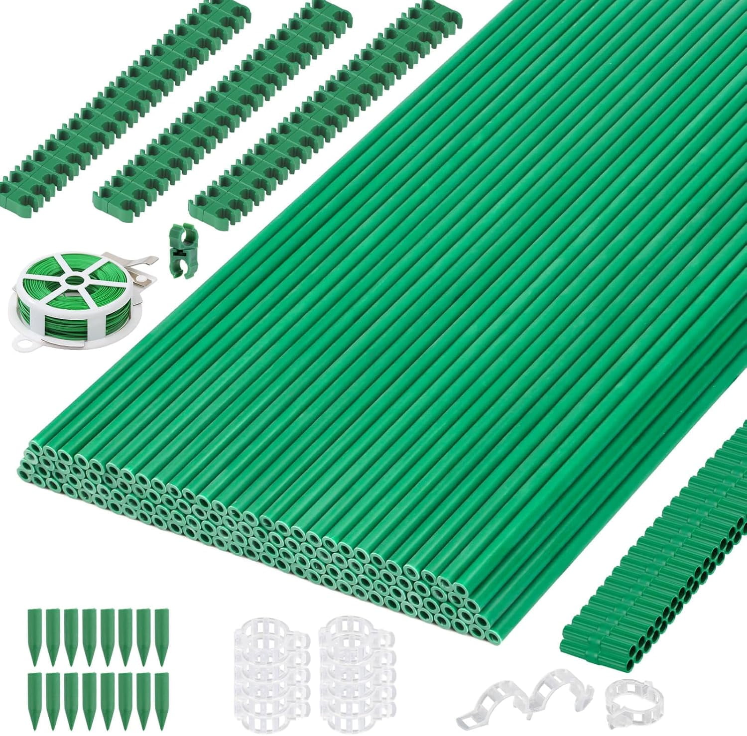 393PCS Garden Stakes Set with 120 Sets Fiberglass Plant Stakes Sticks ...