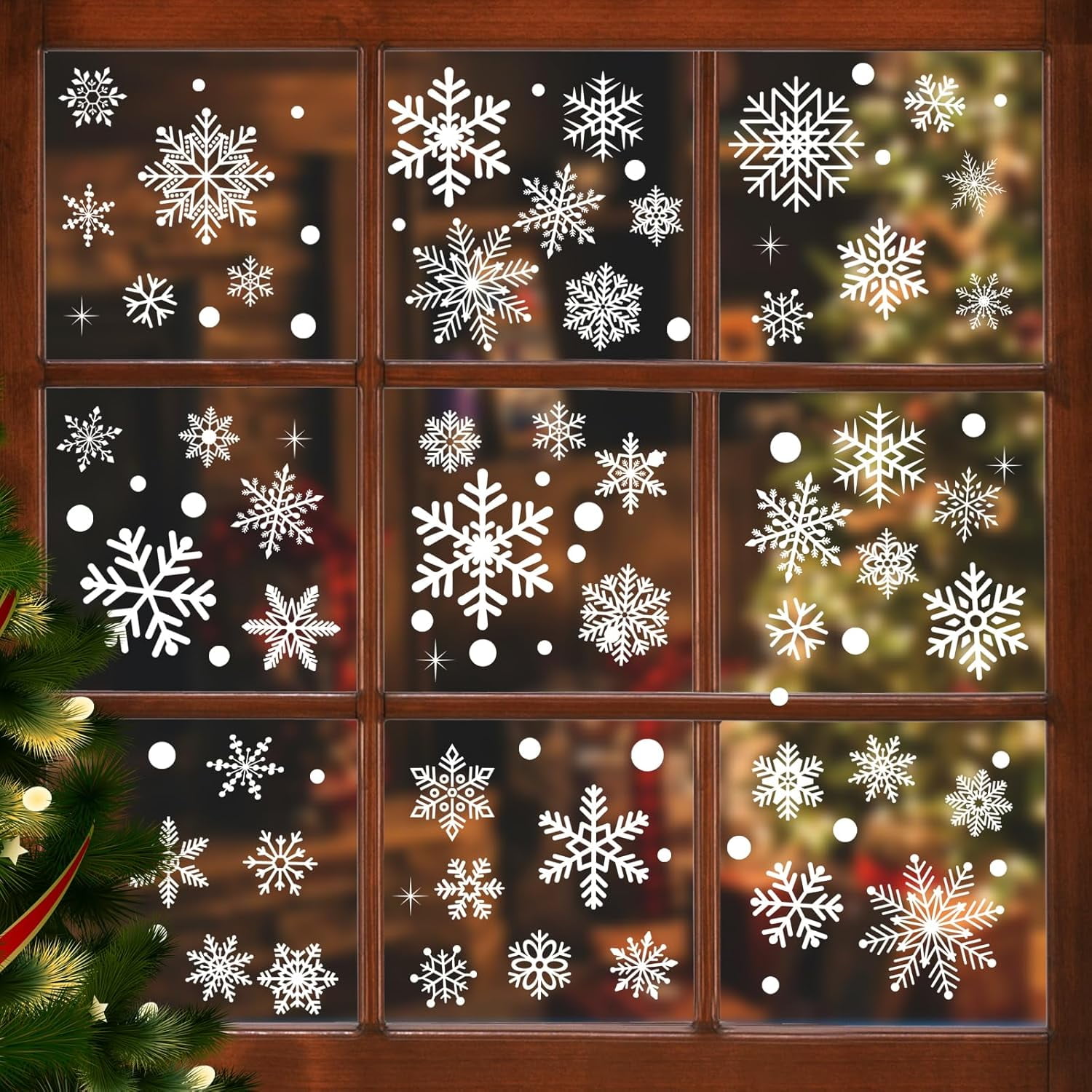 394 Pcs Snowflake Window Clings - Christmas Decorations Indoor, 12 ...