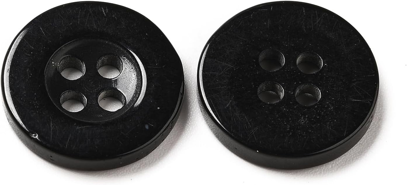 395Pcs Flat Round Resin Buttons Dyed Button Parts Black Buttons ...