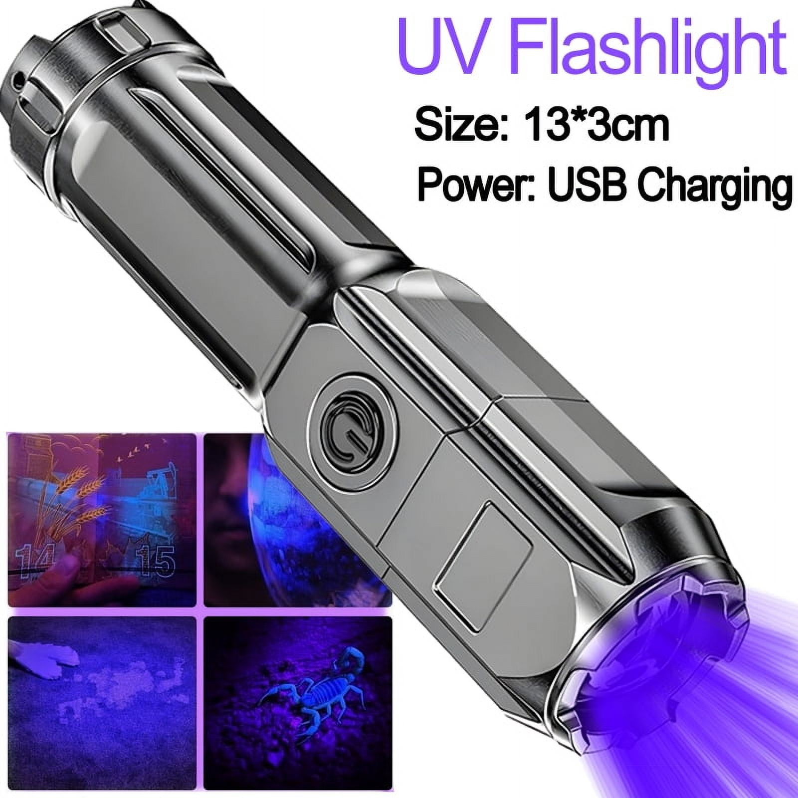 395nm UV Flashlights USB Led Torch Lamps Ultraviolet Fluorescent Agent ...