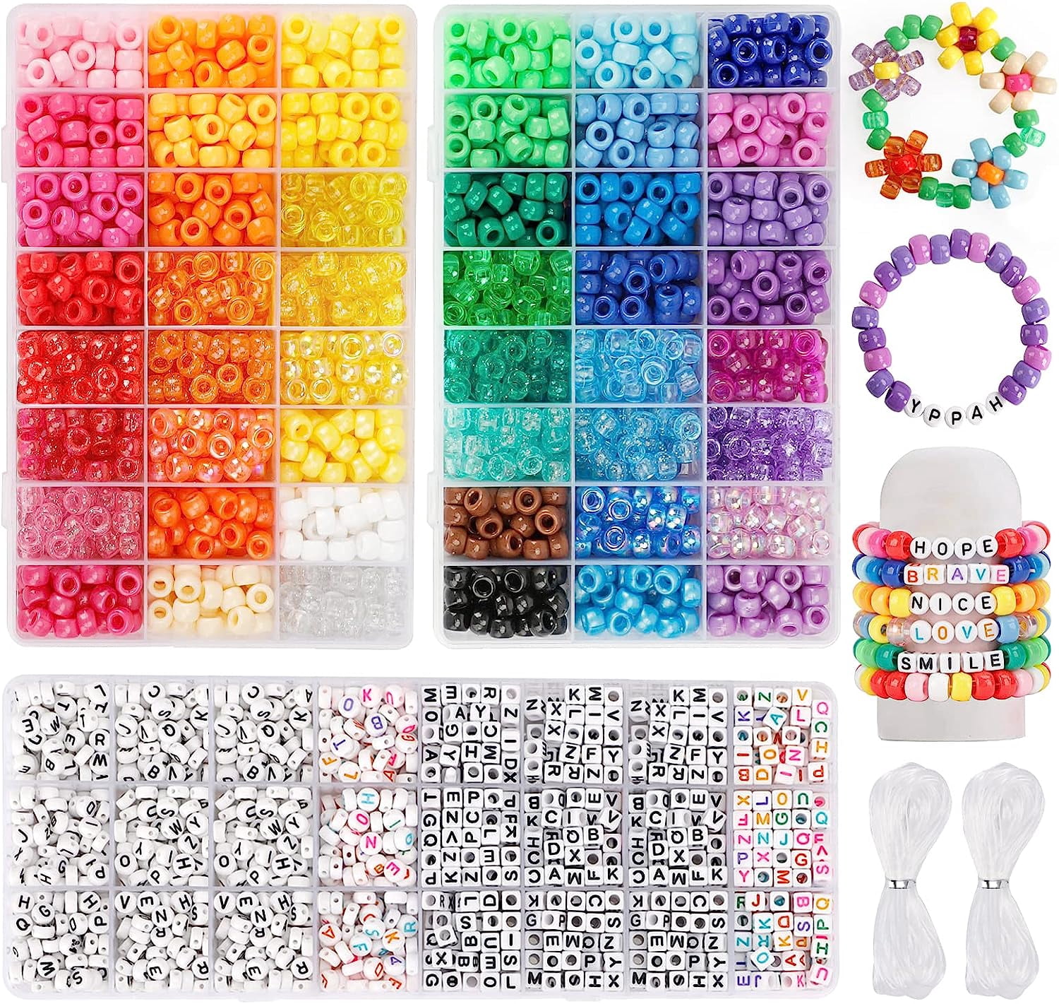 3960pcs Pony Beads for Friendship Bracelet Making Kit 48 Colors Kandi ...