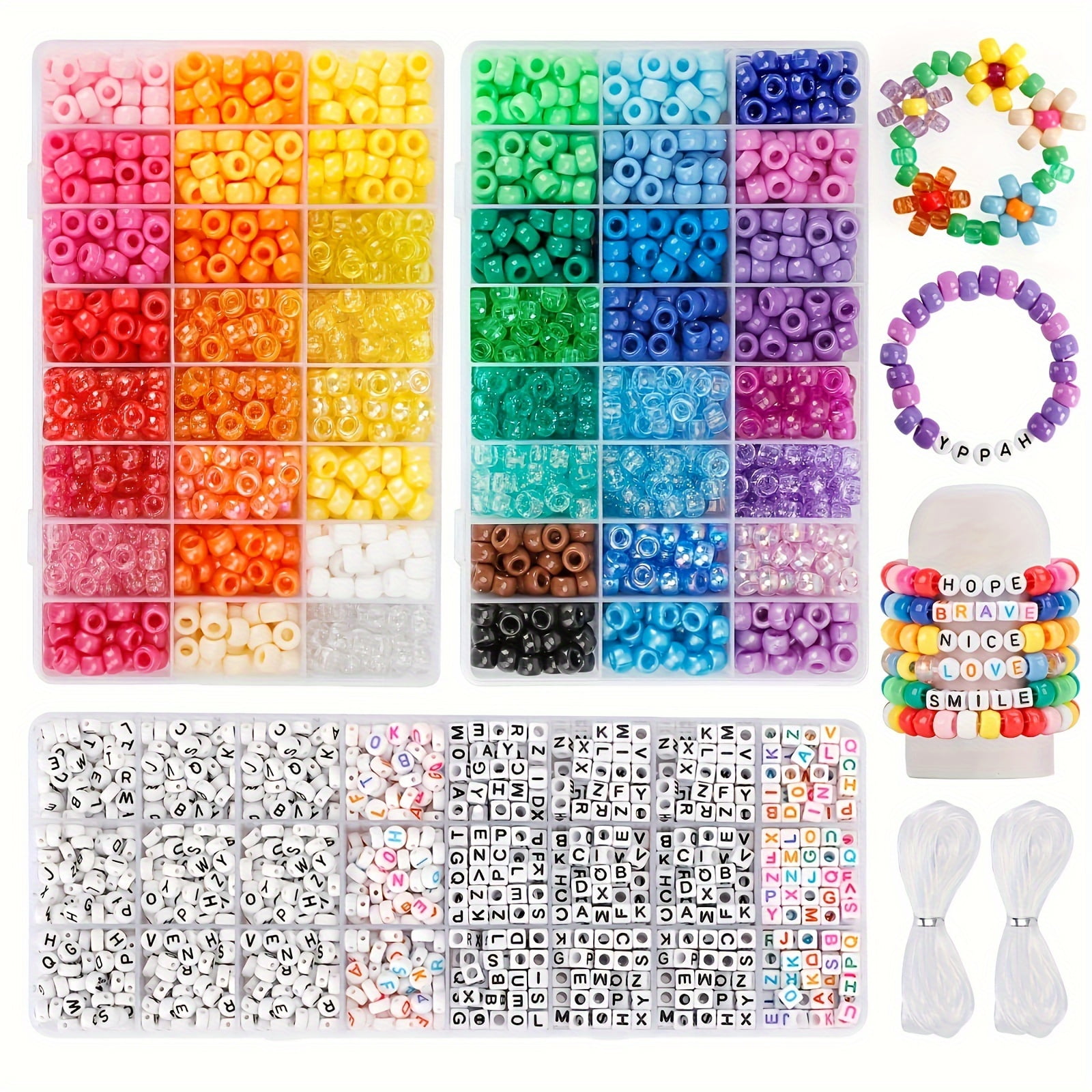 3960pcs Pony Beads for Friendship Bracelet Making Kit 48 Colors Kandi ...