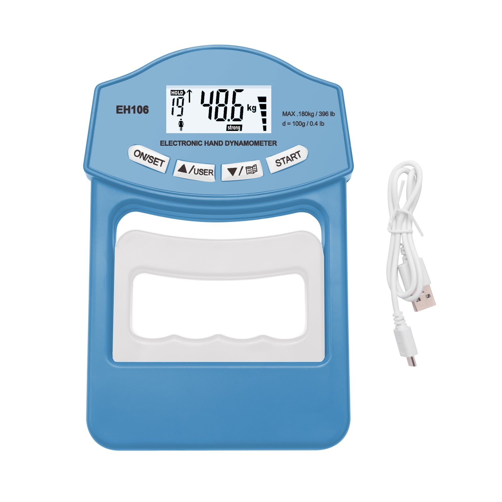 396Lbs/180Kg Digital Hand Dynamometer Grip Strength Meter USB LCD ...