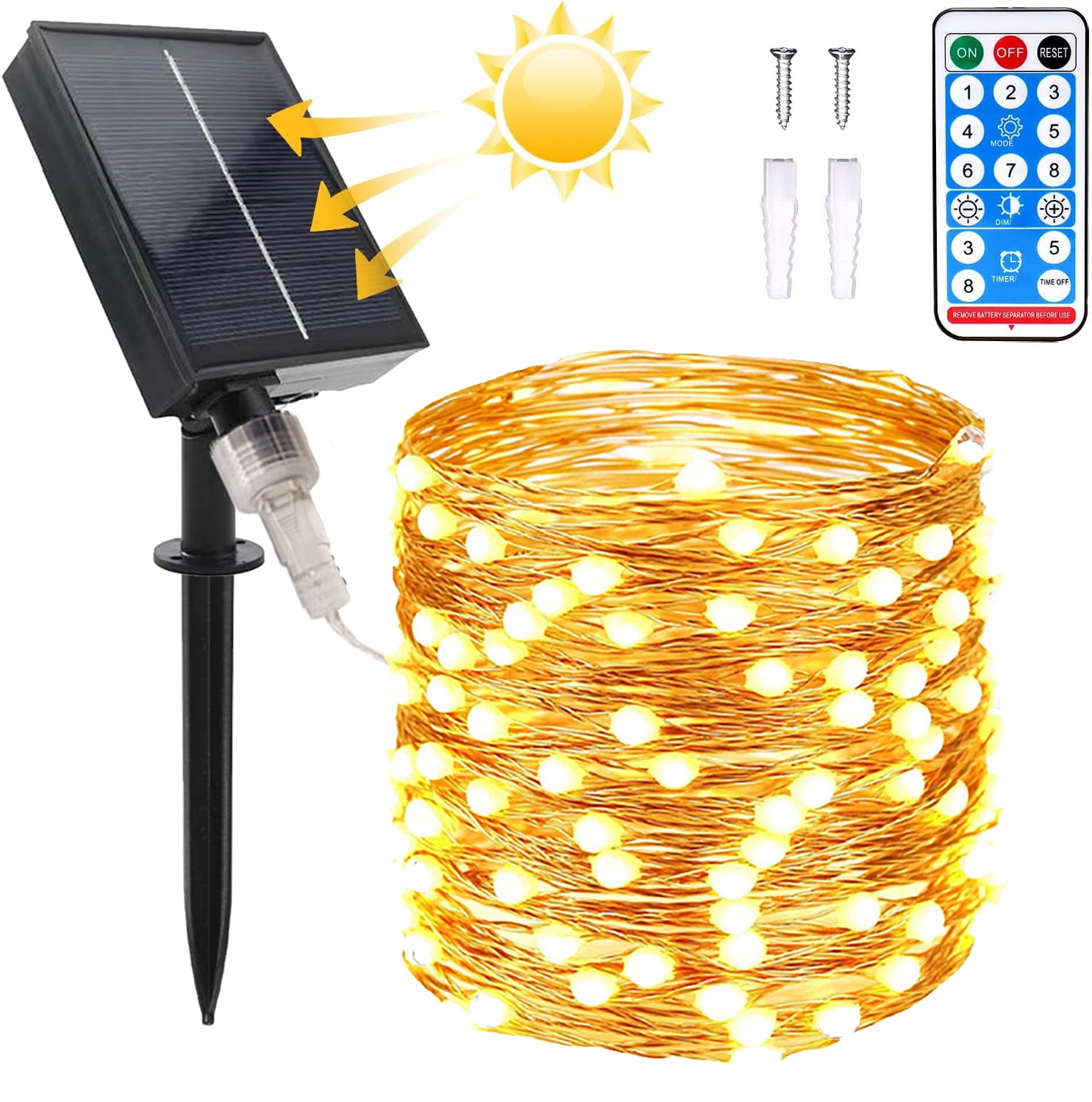 39FT 100LED Solar Powered Fairy Lights Outdoor, Upgraded Solar Panel ...
