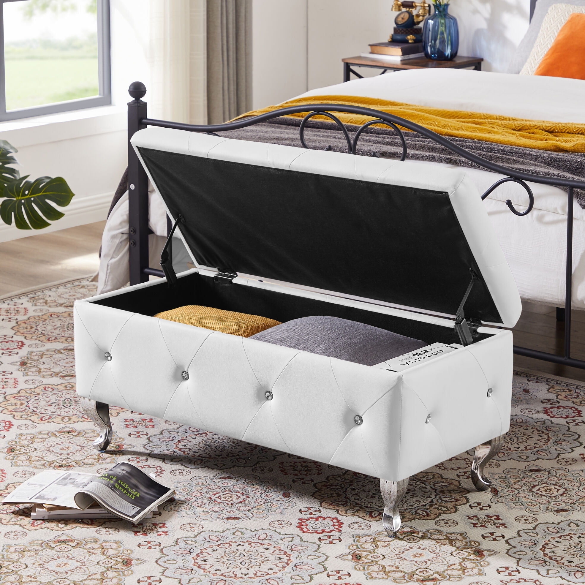 39Inch Storage Ottoman Bench, Storage Chest with Padded Seat, End of ...
