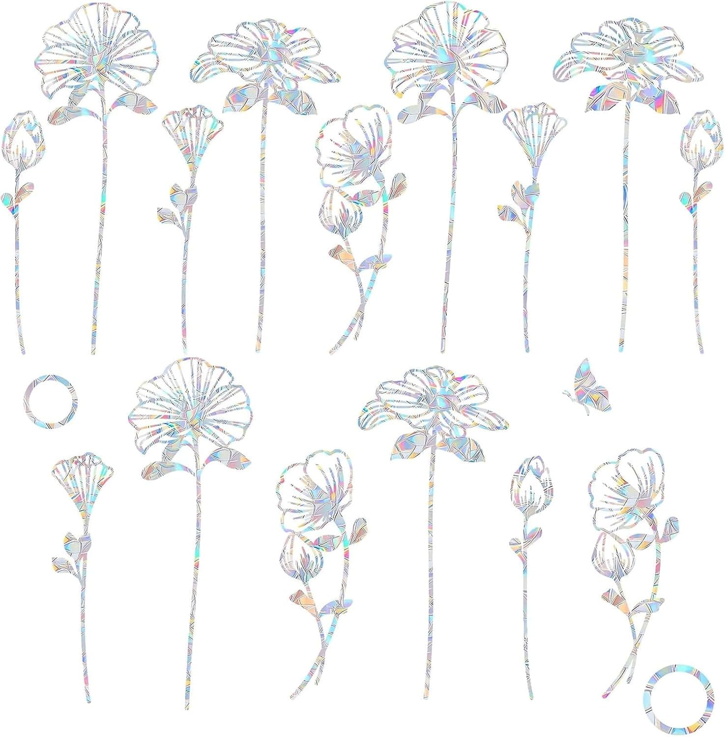 39PCS Window Flower Clings - Anti-Collision Window Decals To Save Birds ...