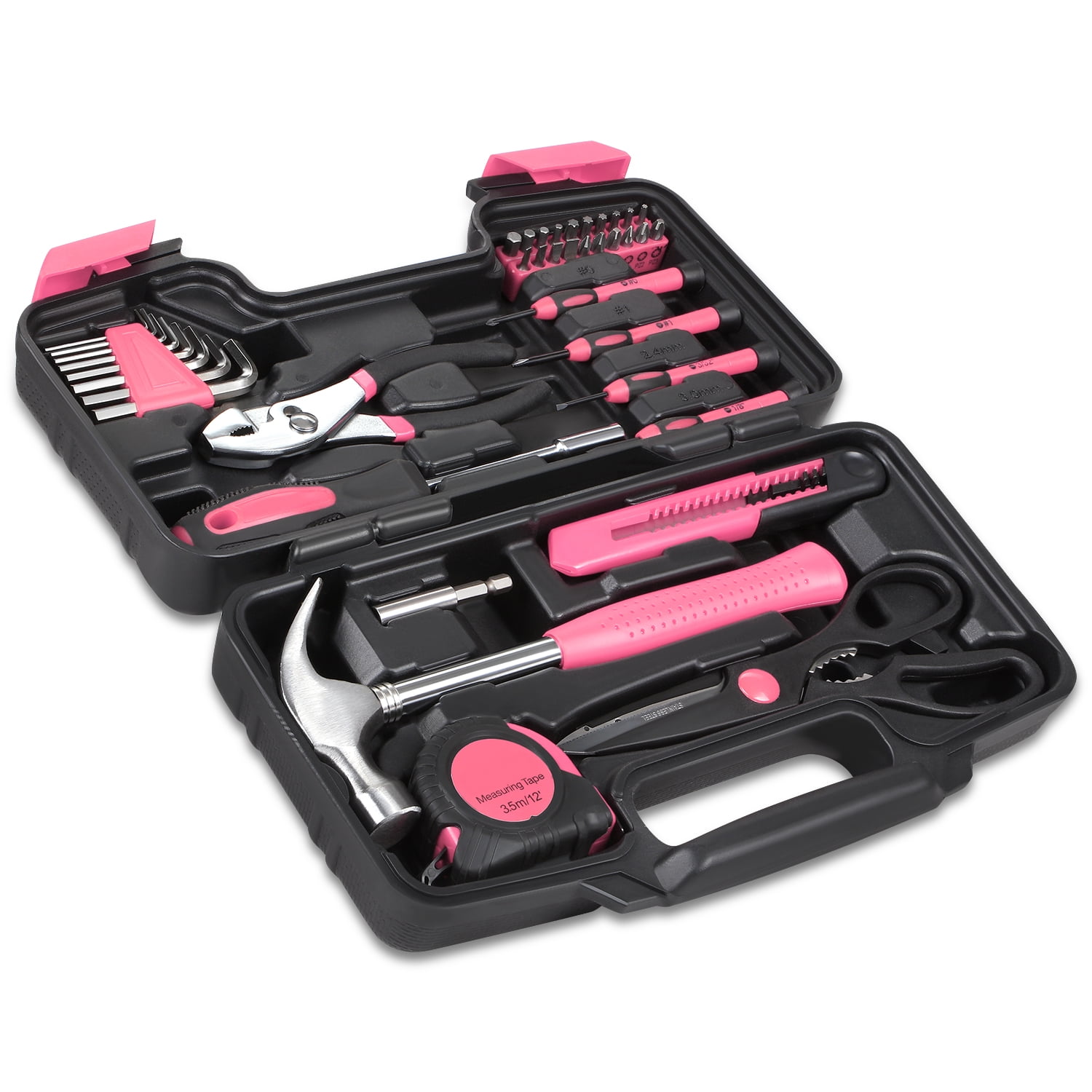 39Pcs Home Repair Hand Tool Set Toolbox Bit Drive Plier Hammer Scissor ...