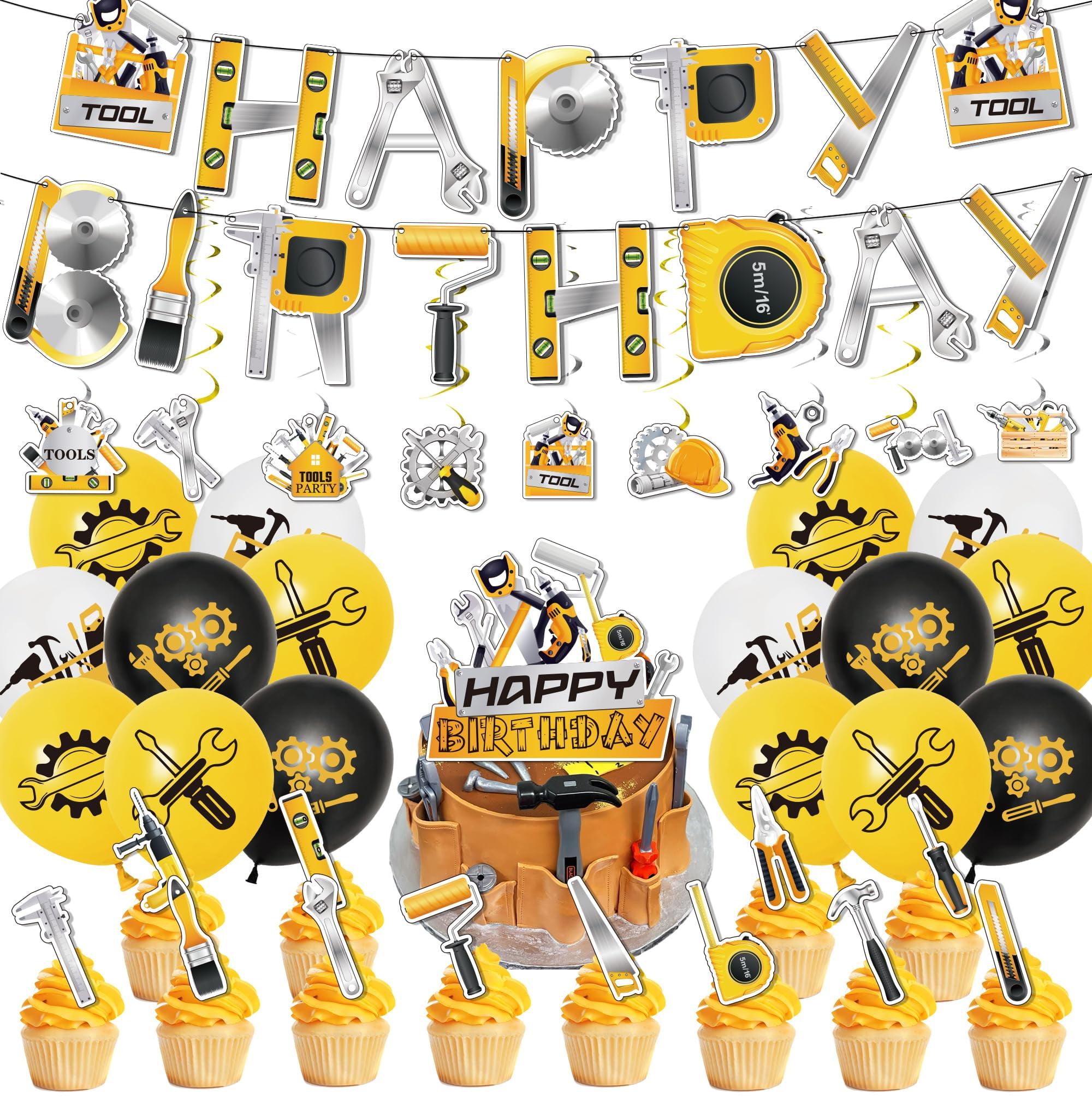 39Pcs Tools Party Decorations Tools Birthday Party Supplies Includes ...