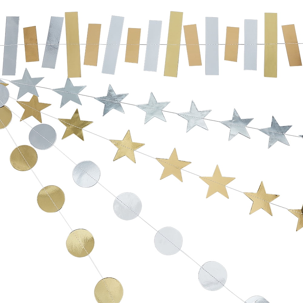 39ft 5 Style Dots Garland Iridescent Circle Banner Polka Dots Star ...