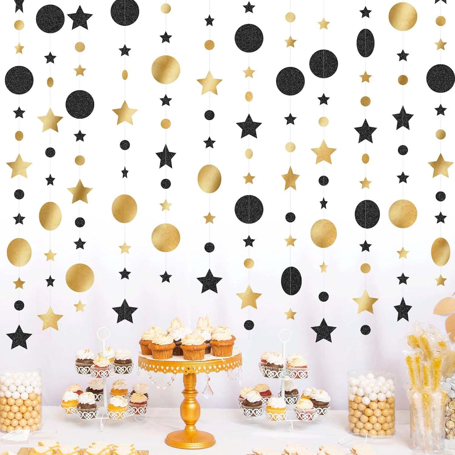 39ft Party Decoration Circle Dot Garland, Twinkle Star Streamer ...