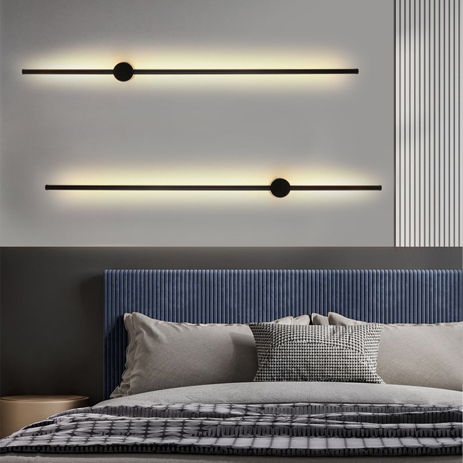 39in Modern Led Linear Wall Light, Long Strip Wall Lamp for Bedside ...