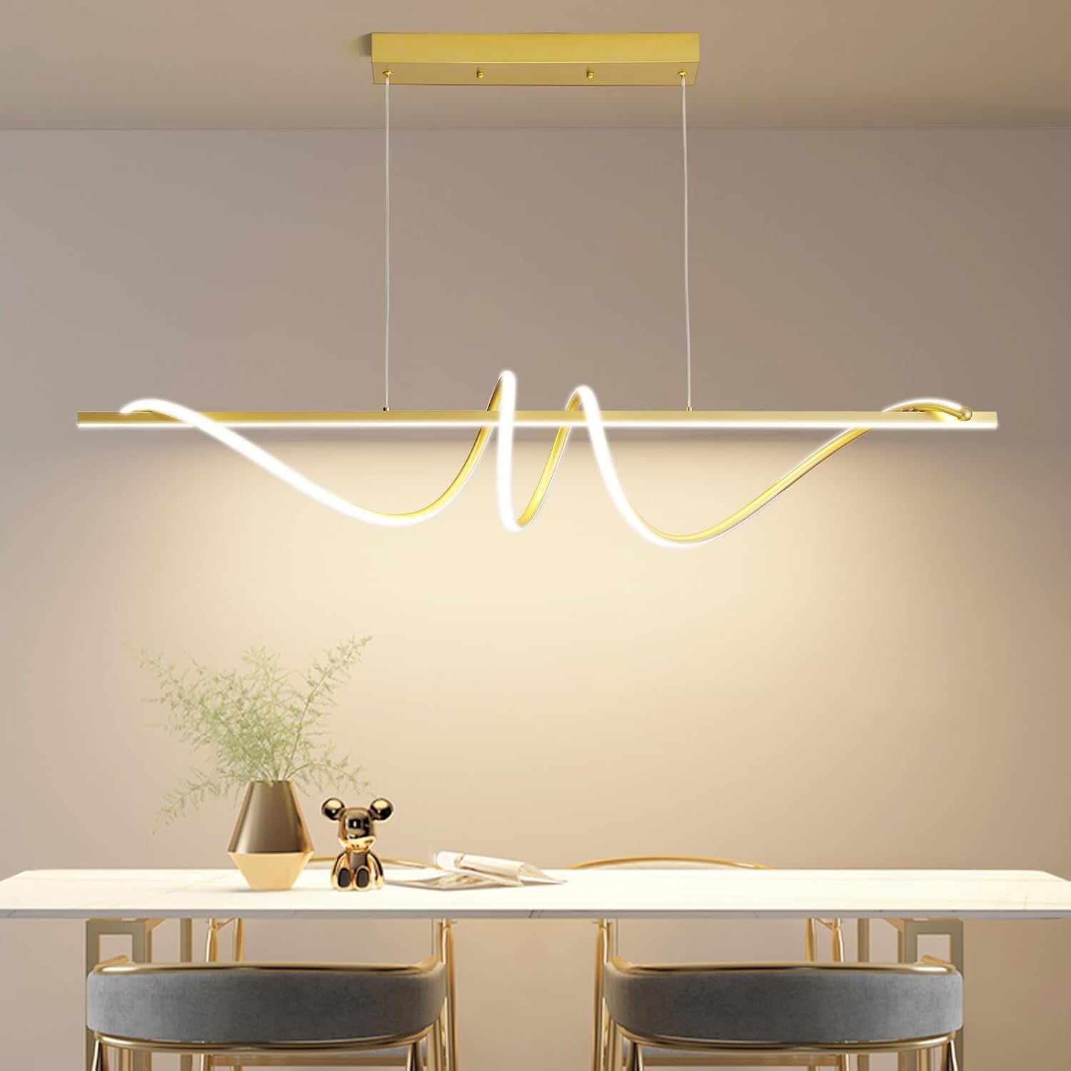 39inch Gold Chandelier Modern Ceiling Spiral Pendant Light Fixtures ...