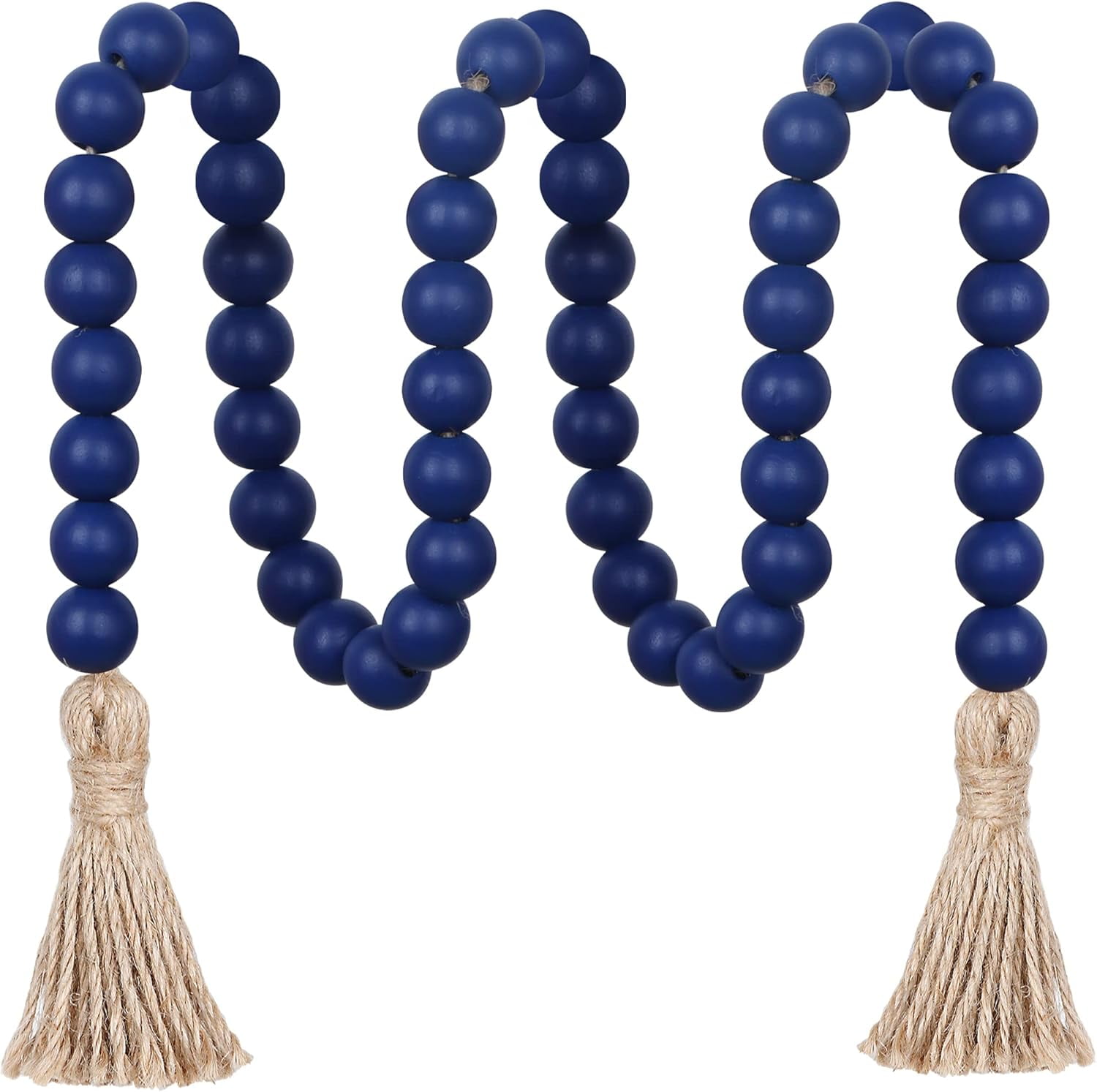 39inch Wood Bead Garland Farmhouse with Tassels, Prayer Beads Garland ...