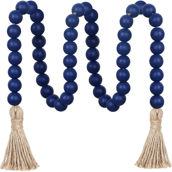 2PCS Natural Wood Beads Garland with Tassels,Farmhouse Rustic Wall ...