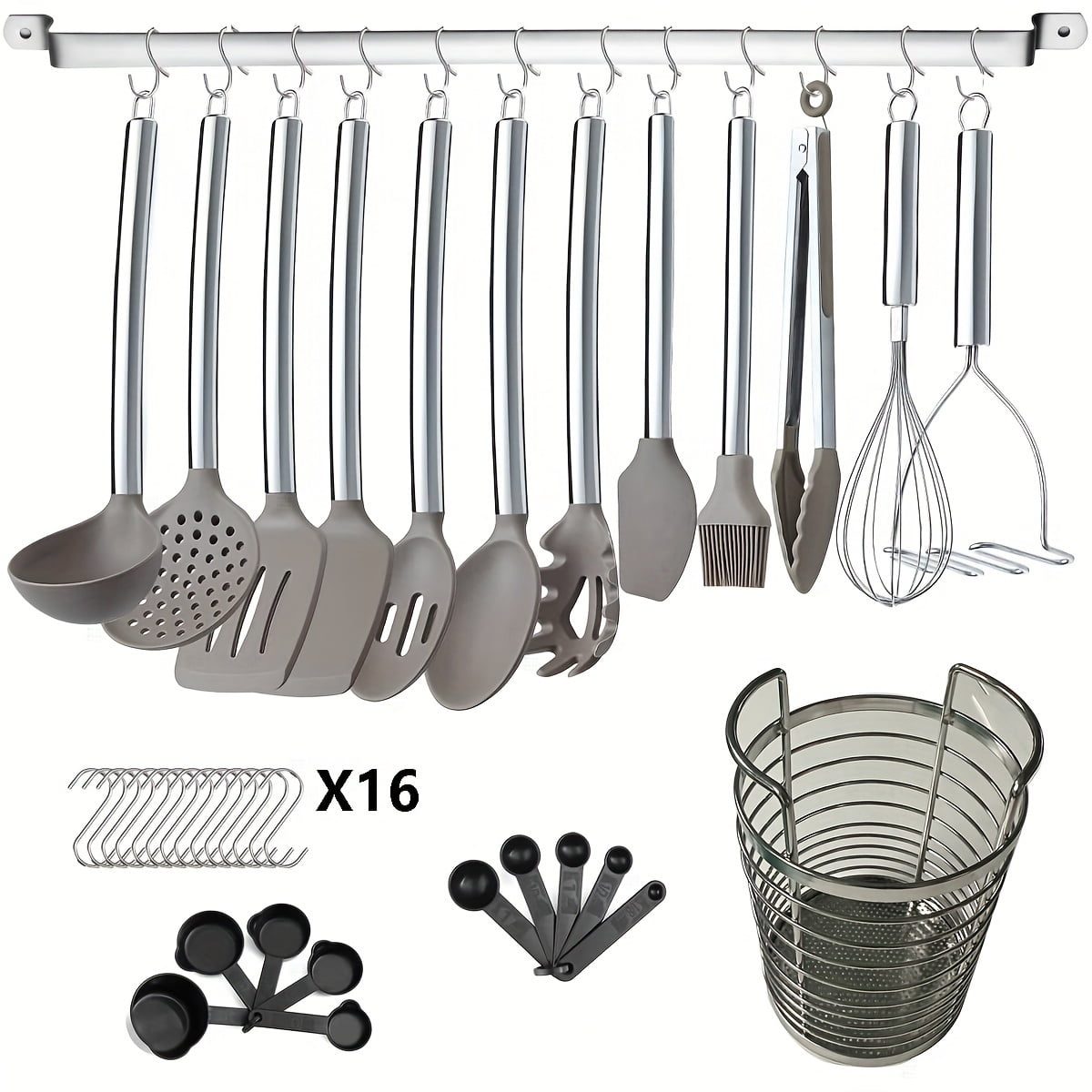39pcs Non-Stick Silicone Kitchen Utensil Set with Durable Stainless ...